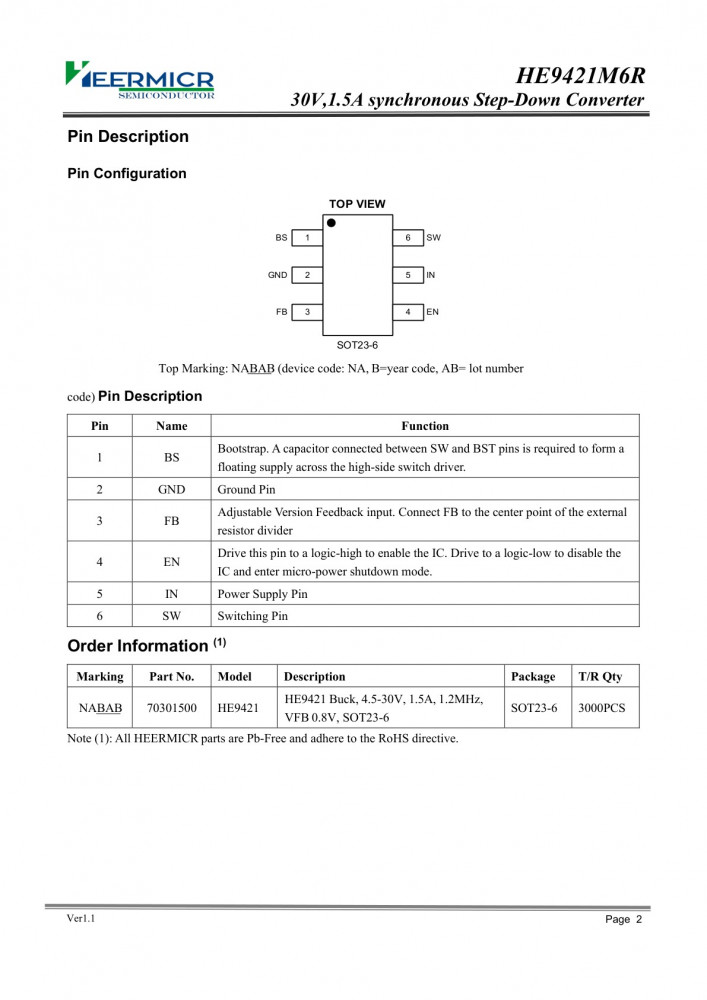 HE9421M6R datasheet page 2