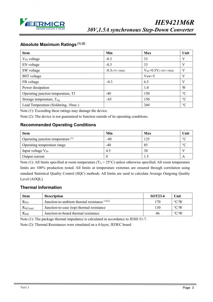 HE9421M6R datasheet page 3