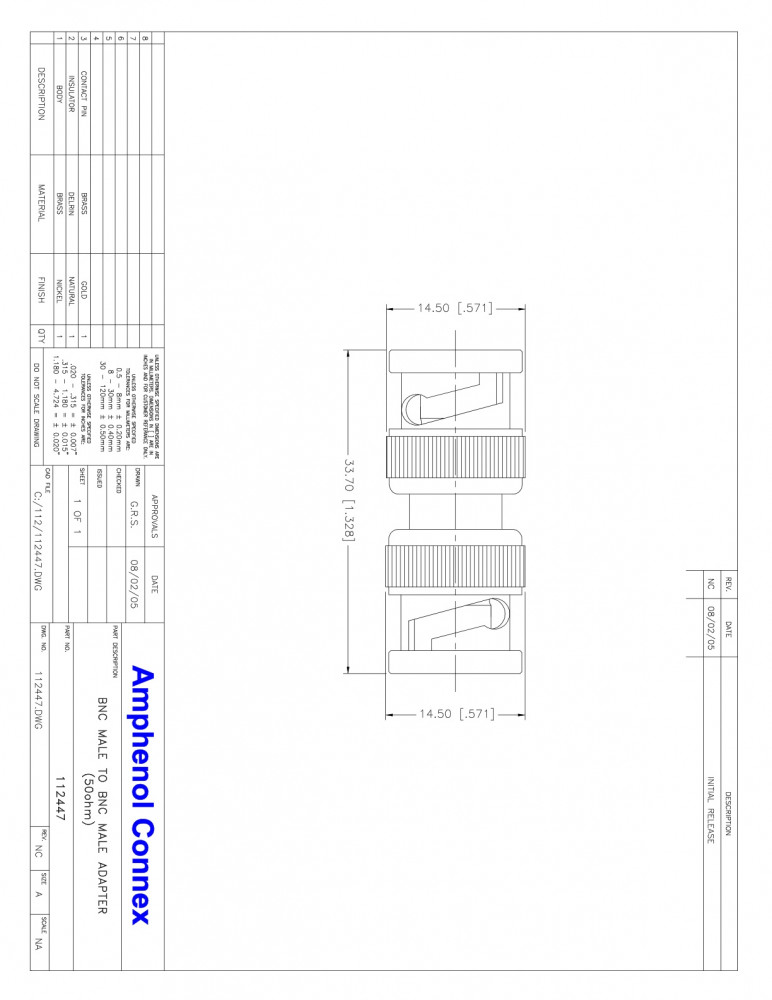 Amphenol 112447 technical drawing