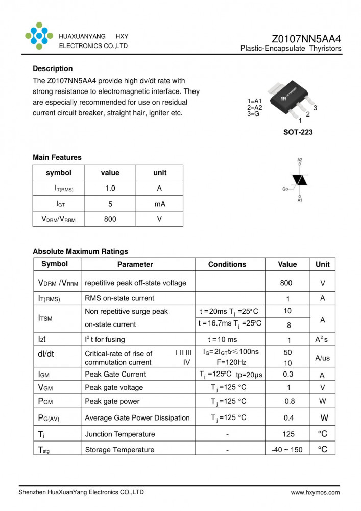Z0107NN5AA4-HXY datasheet page 1