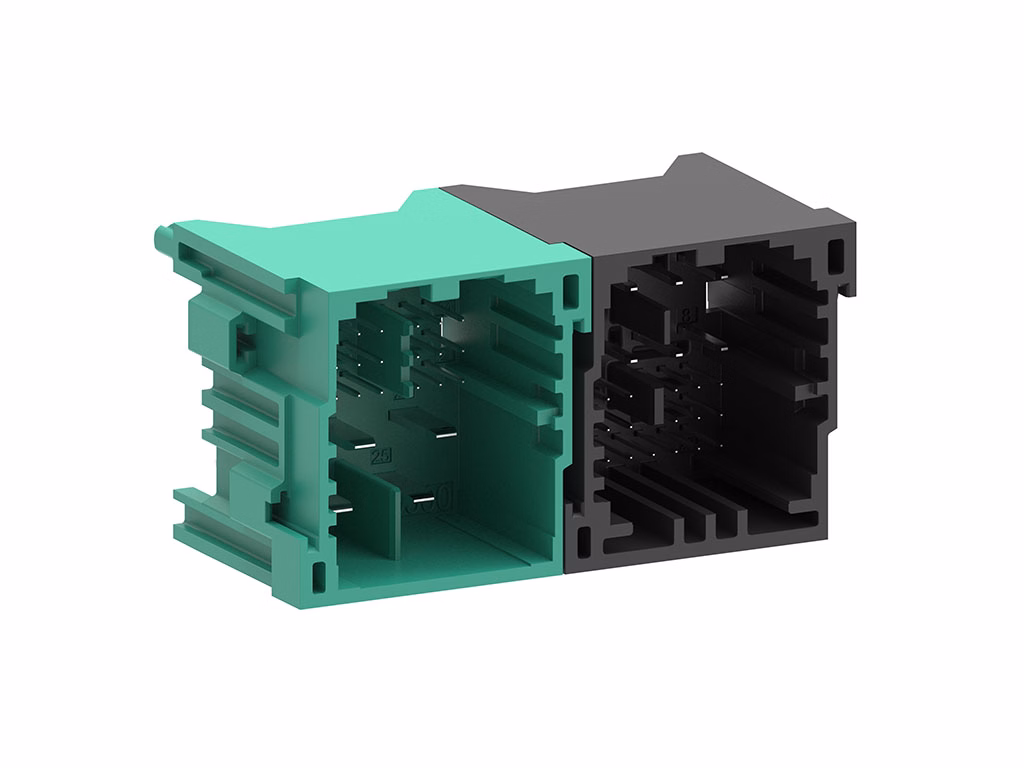 stAK50h 2 Bay Vertical Hybrid Header, 64 Circuits, Bay 1: 32 Circuits/Key 1/Black; Bay 2: 32 Circuits/Key 2/Blue; Tube