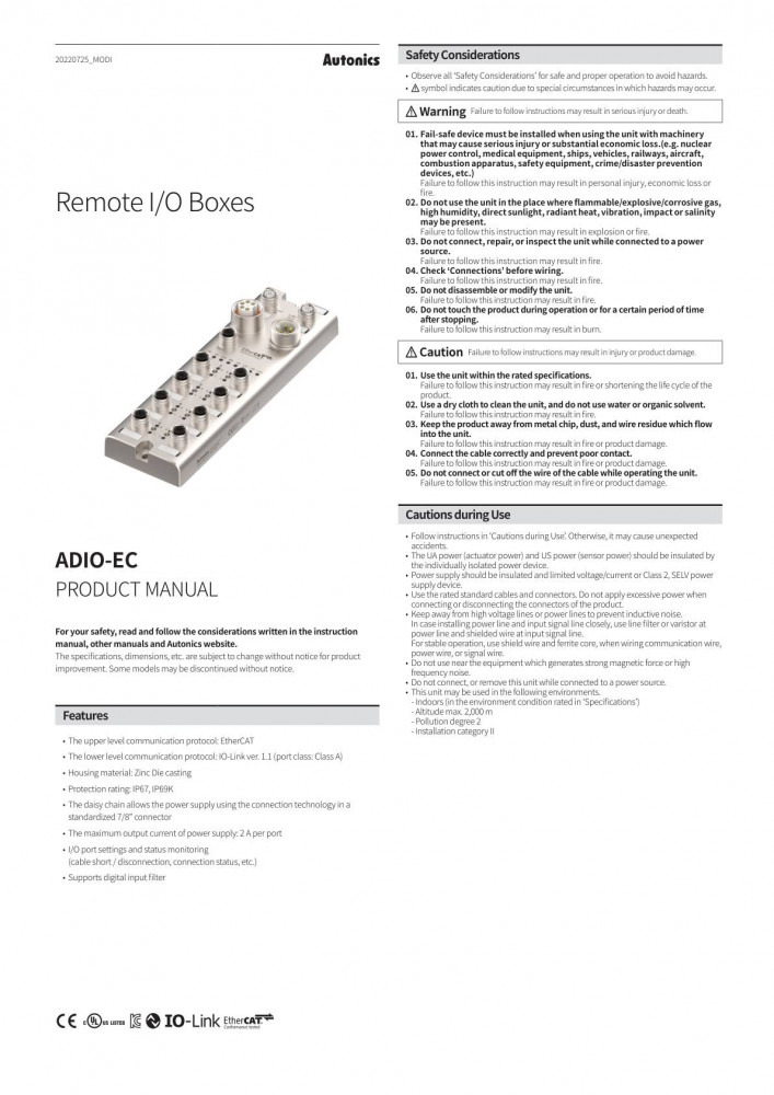 ADIO-EC product manual page 1