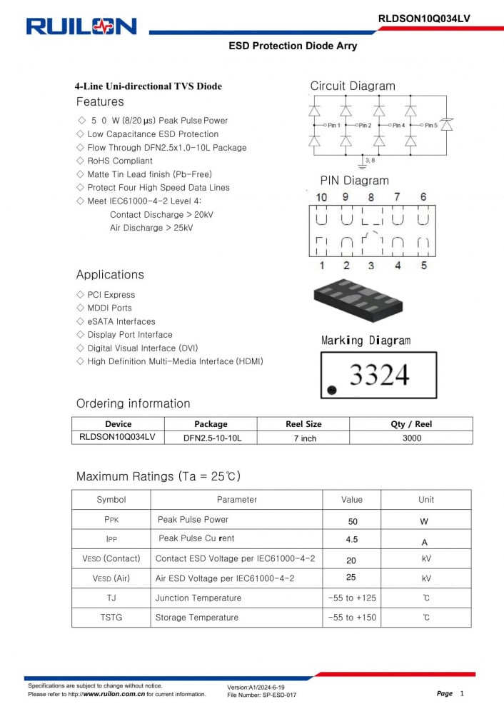 RLDSON10Q034LV datasheet page 1
