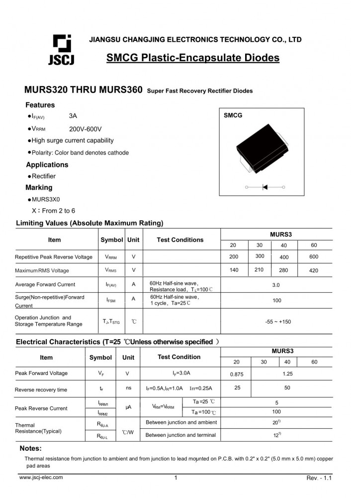 JSCJ MURS340 datasheet page 1