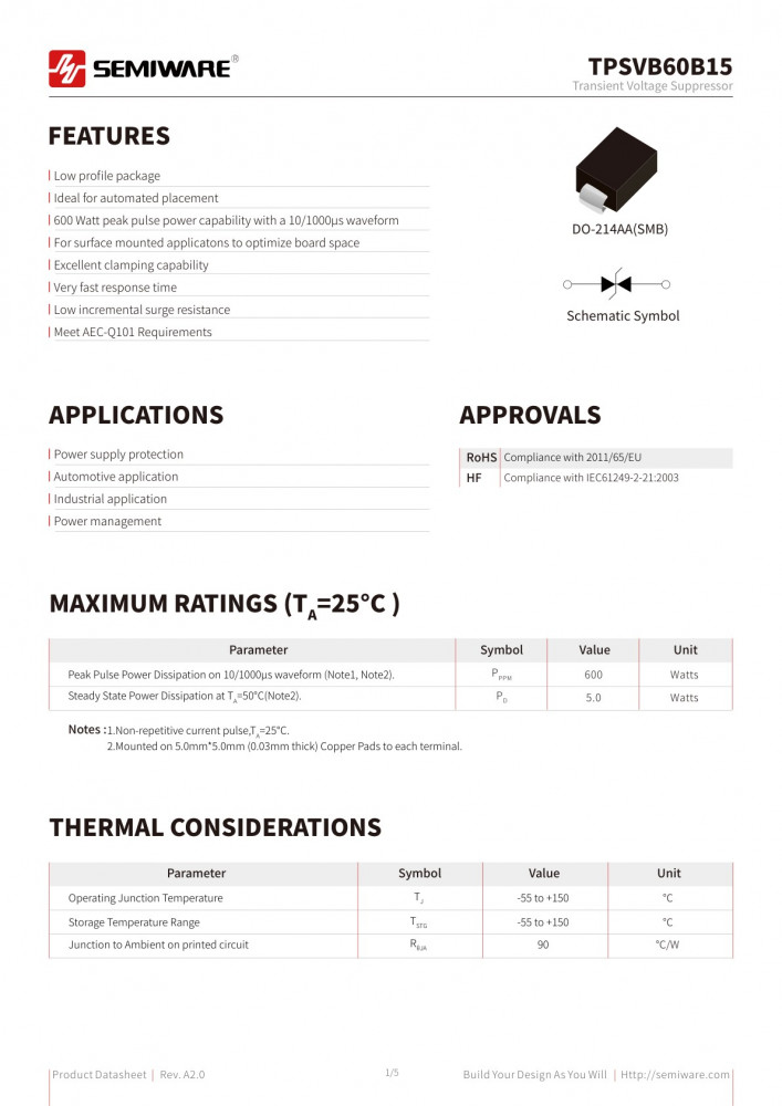 TPSVB60B15 datasheet page 1
