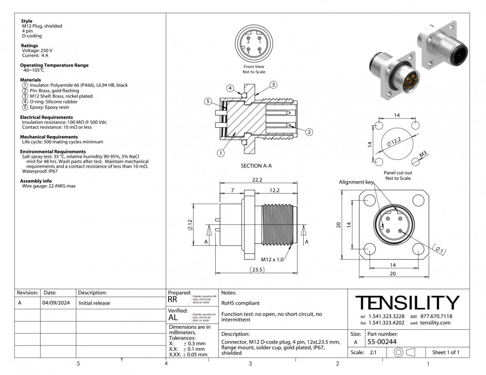 Tensility International 55-00244 product drawing