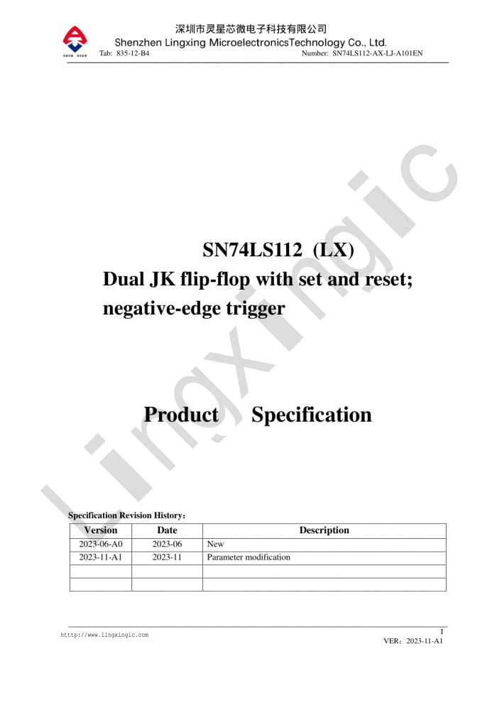 SN74LS112AN(LX) datasheet page 1