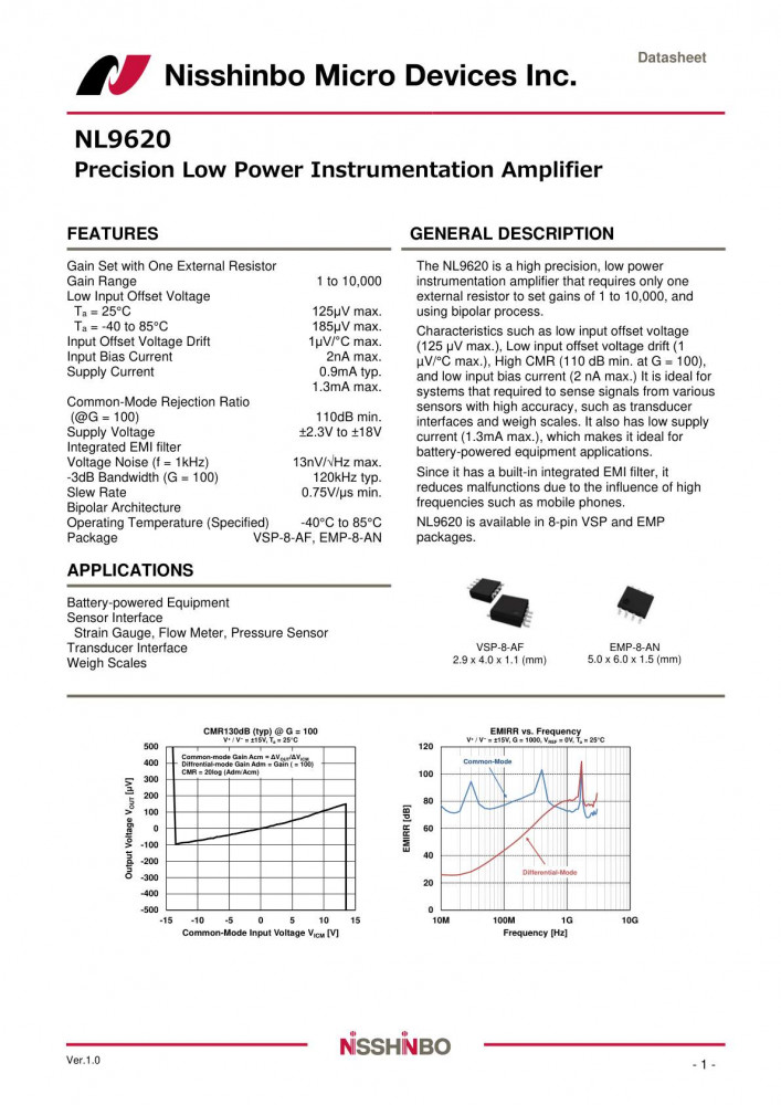 NL9620 datasheet page 1