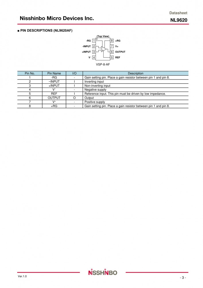NL9620 datasheet page 3