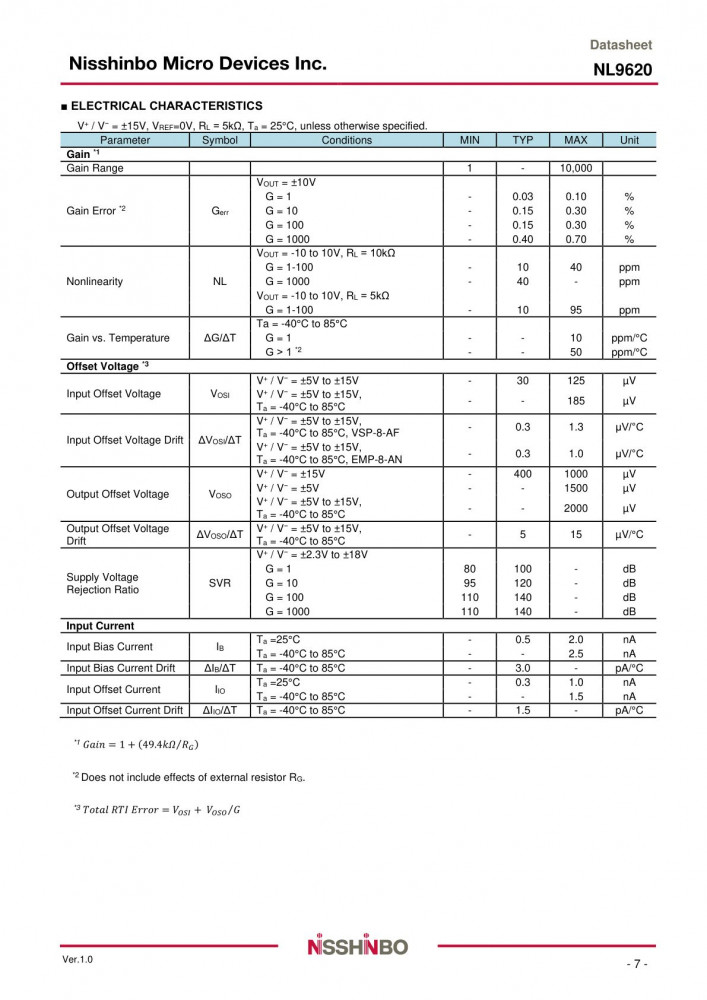 NL9620 datasheet page 7