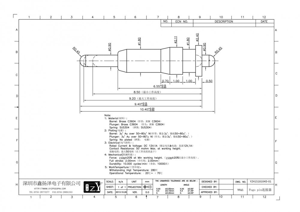 YZ41518104D-01 specification page 3
