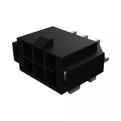 Mini-Fit Max Right Angle Header, Dual Row, Surface Mount, 6 Circuits, Matte Tin (Sn) Plating, Black, Glow-Wire Capable, Tape and Reel for sale