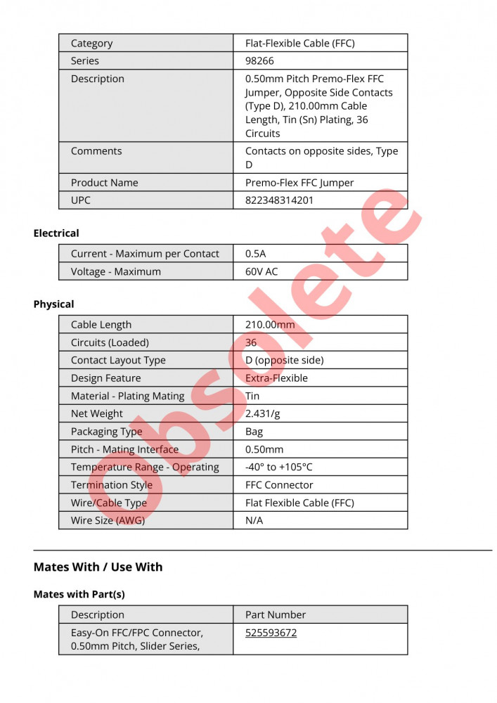 Product documentation image 2 for Molex 982660619