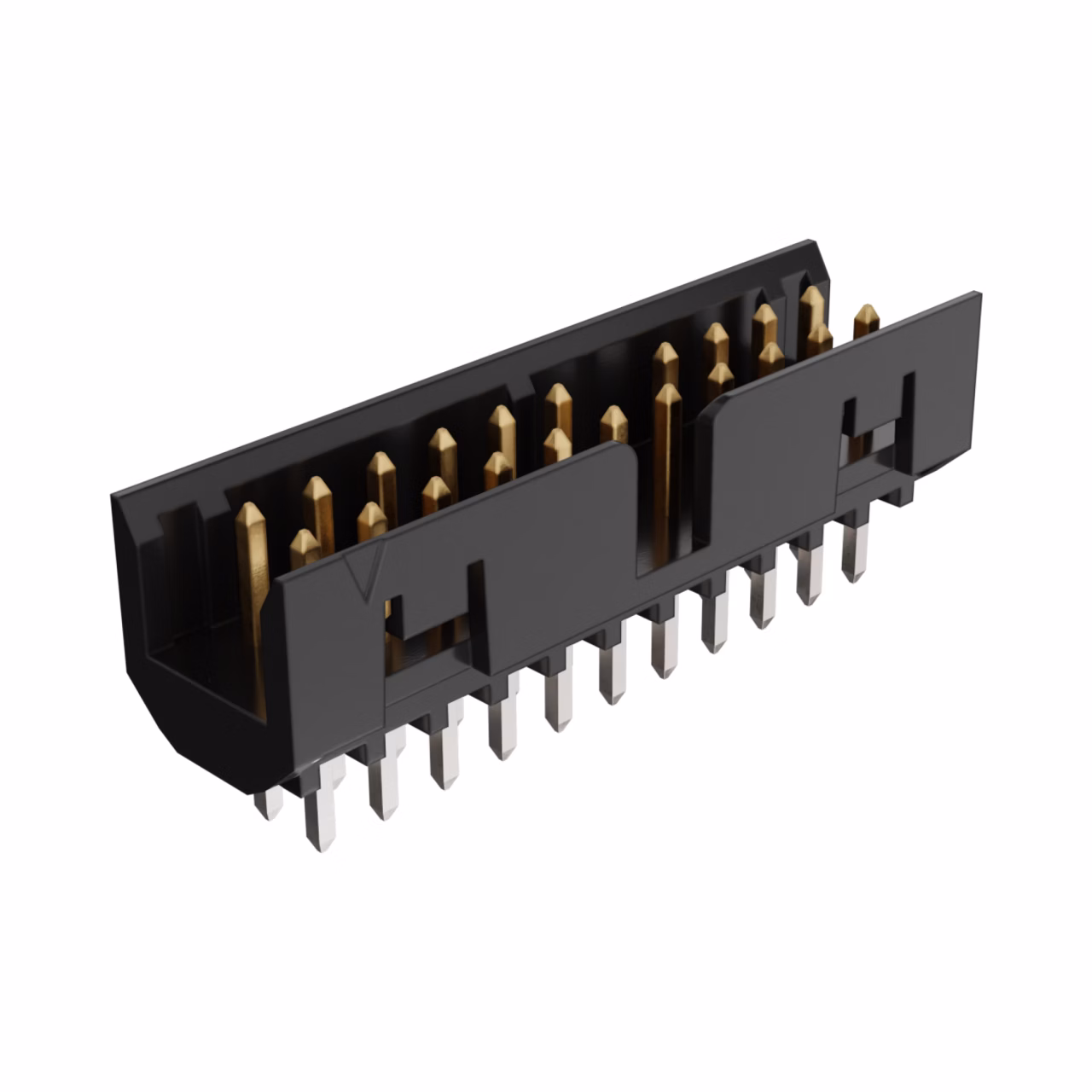 2.00mm Pitch, Milli-Grid PCB Header, Dual Row, Vertical, Through Hole, Shrouded, 22 Circuits, 0.76µm Gold (Au) Plating, 2.50mm Tail Length, Dual Side Slots, Dual Friction Locks, Center Polarization, with Peg, Tube