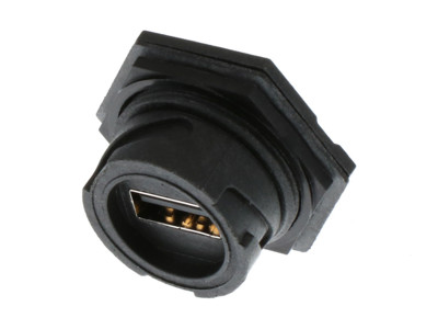 Sealed Industrial USB 2.0 Type A Panel Mount PCB Receptacle for sale