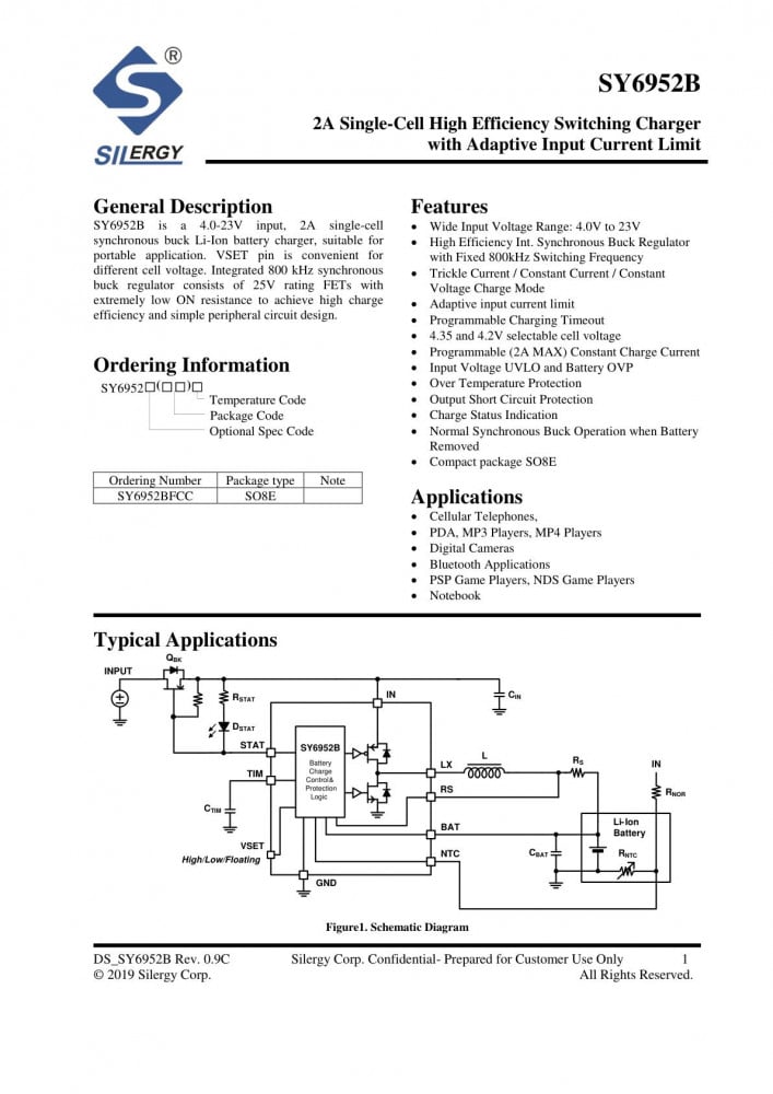 SY6952BFCC datasheet page 1