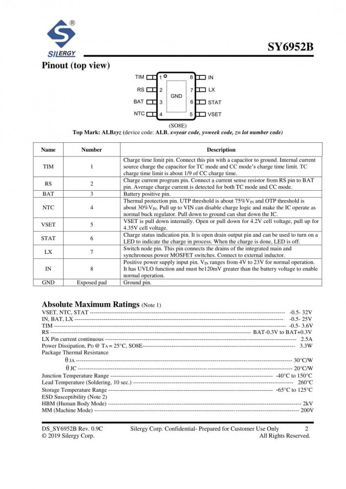 SY6952BFCC datasheet page 2
