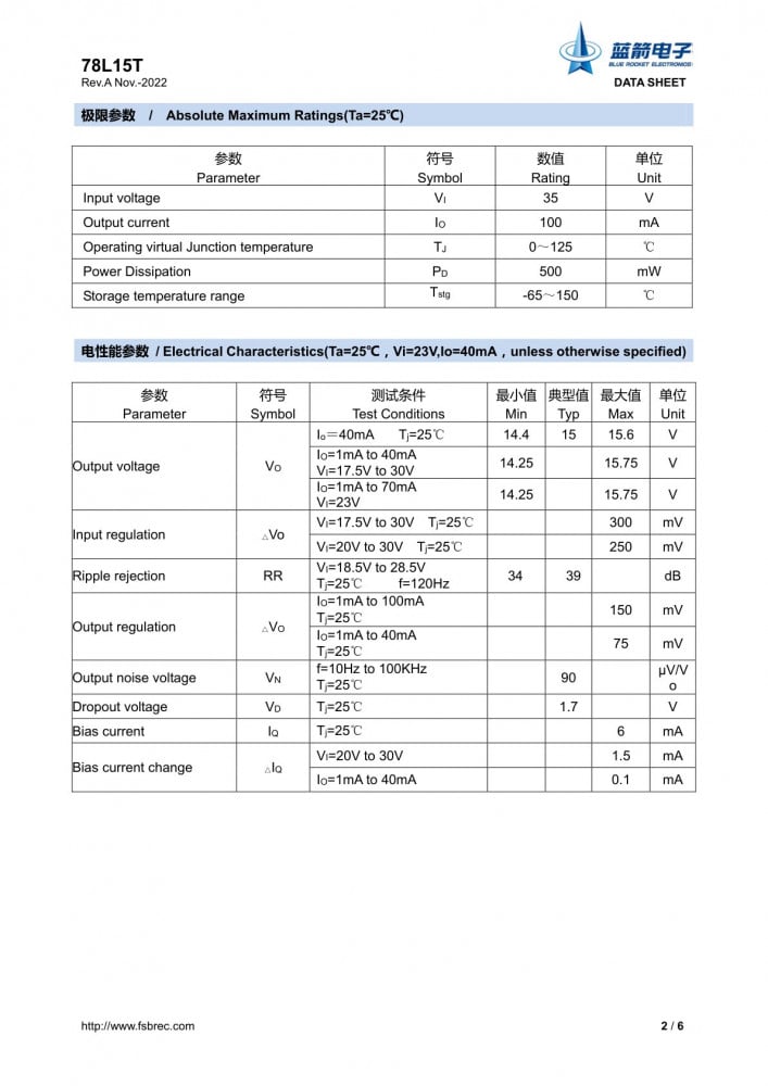 78L15T datasheet page 2