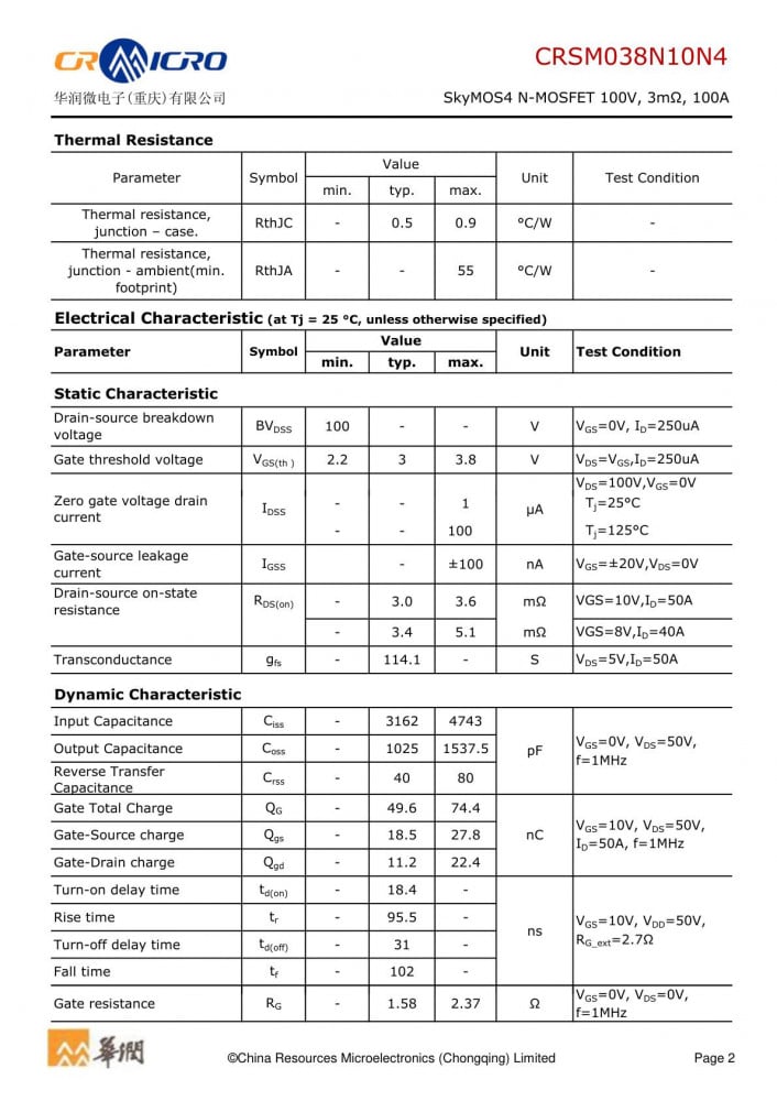 CRSM038N10N4 datasheet page 2