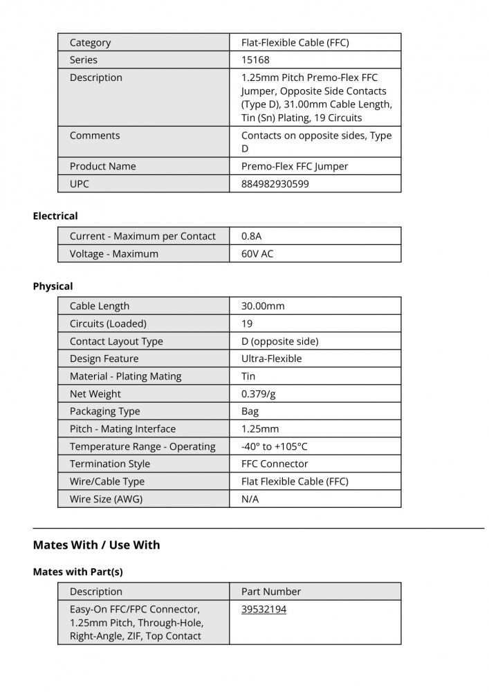 MOLEX 15168-001 product specification page 2