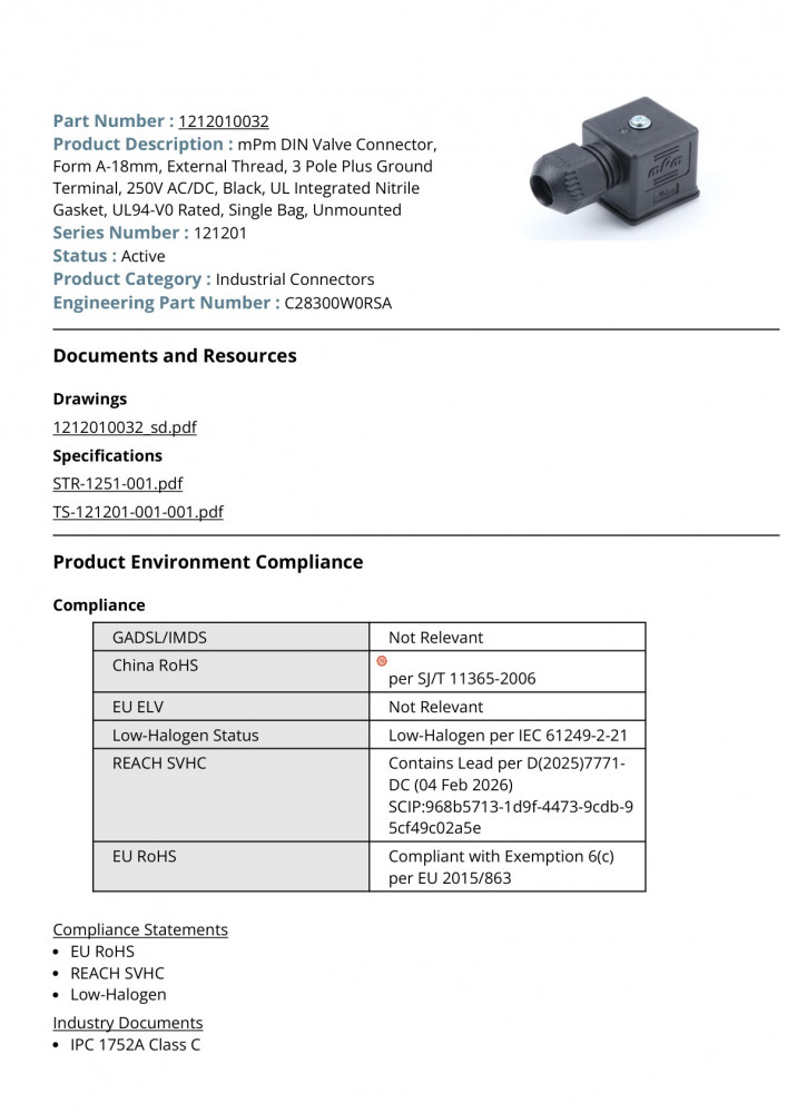 Molex qualification document page 1