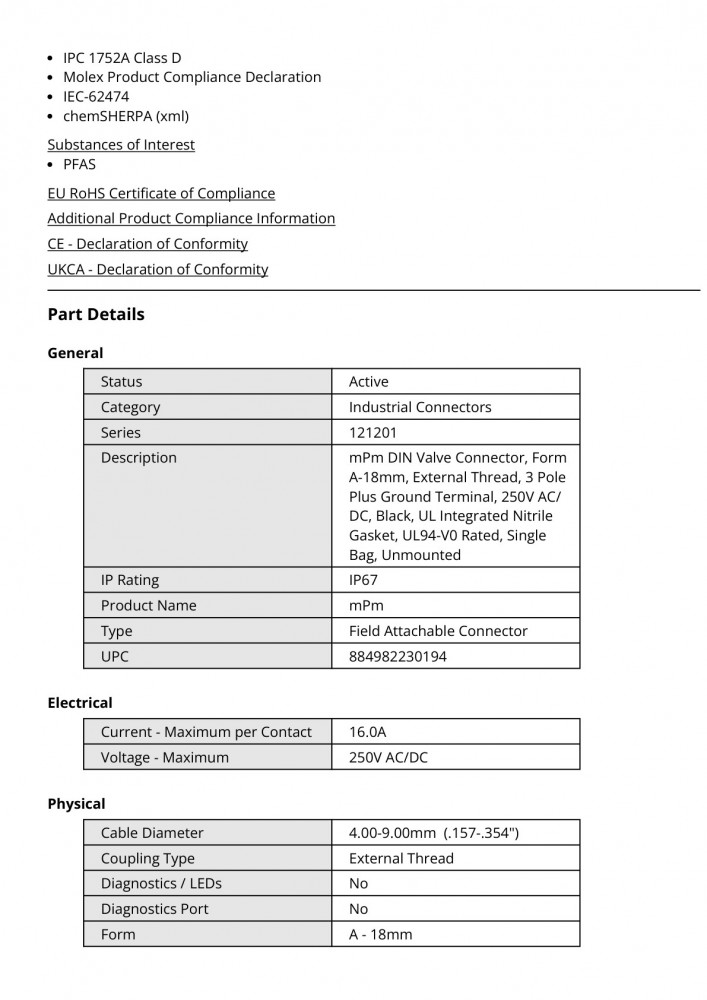 Molex qualification document page 2
