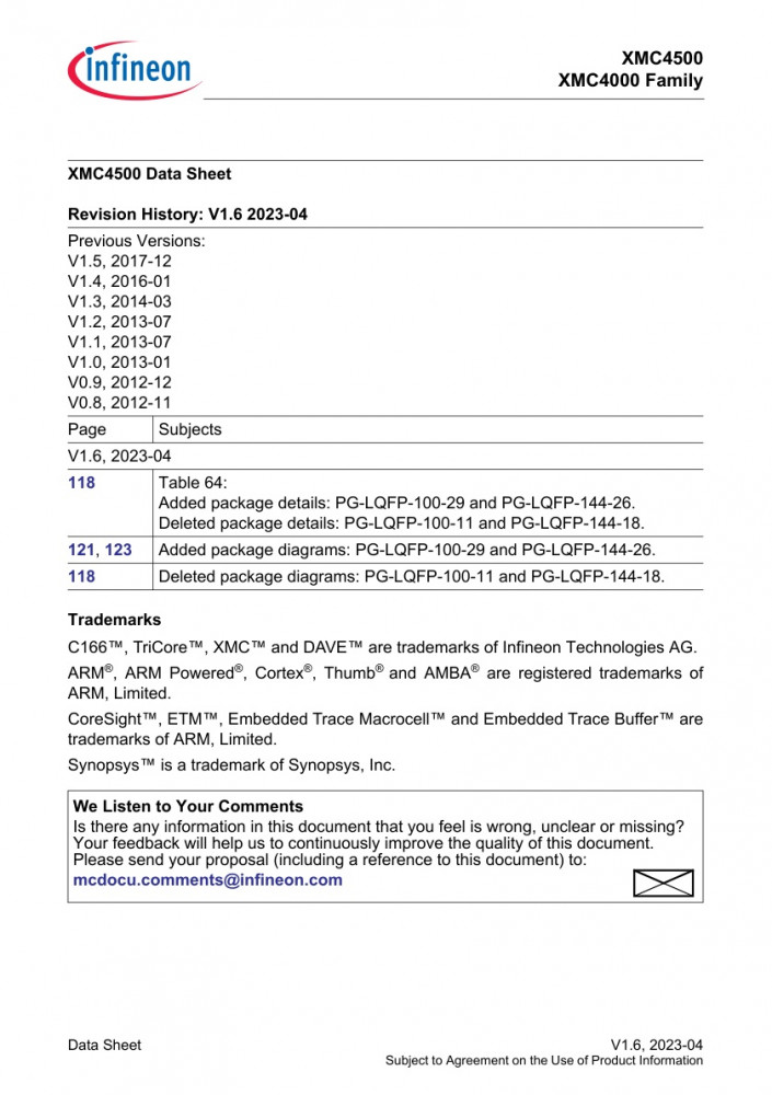 XMC4500 datasheet page 4