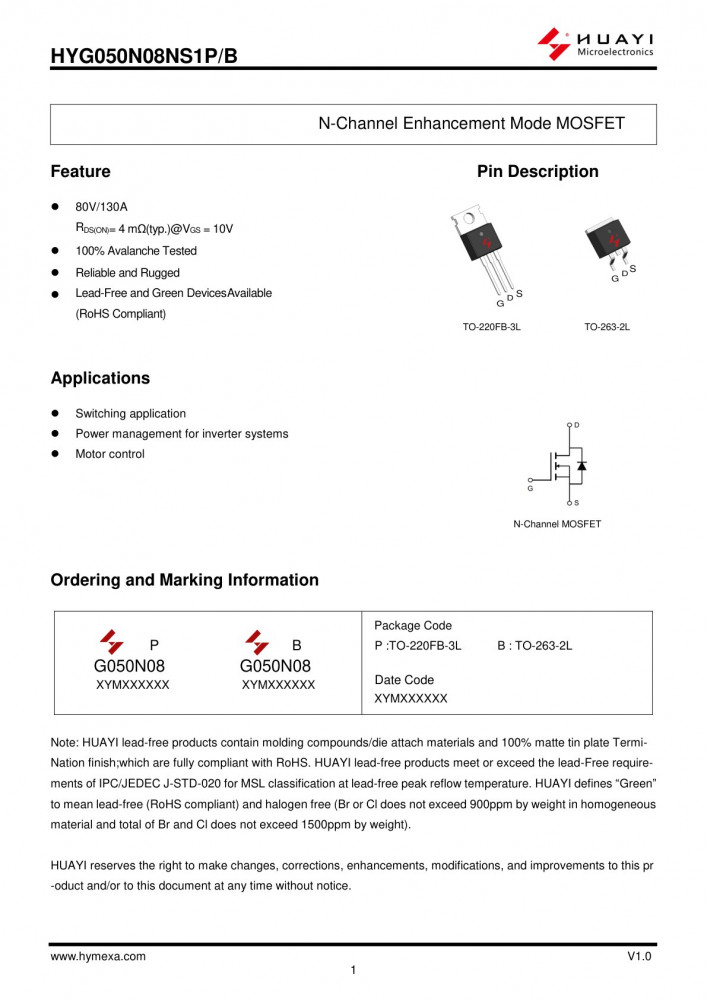 HYG050N08NS1P datasheet page 1