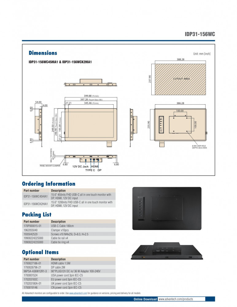 IDP31-156WC product documentation page 2
