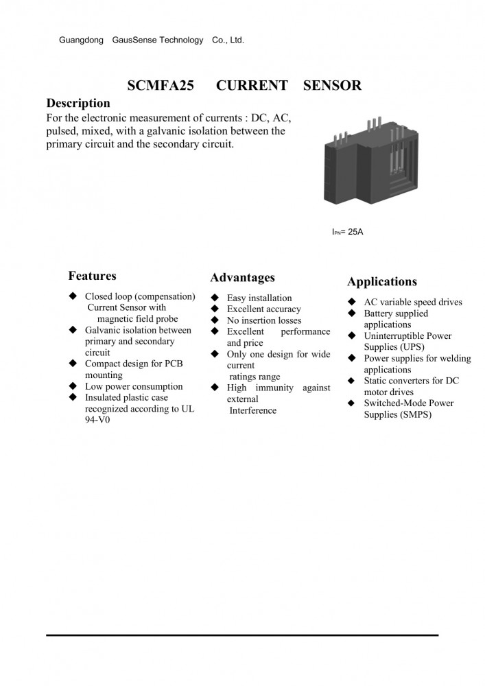 SCMFA25 datasheet page 1