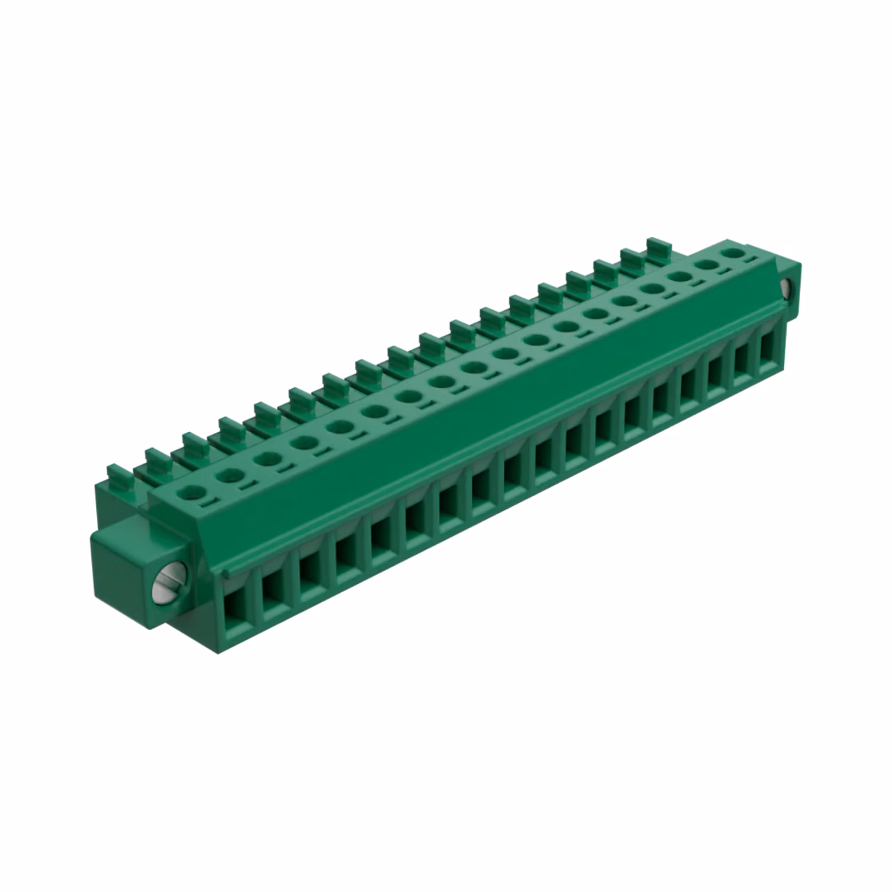 3.81mm Pitch Eurostyle Horizontal Plug, with Retention Screws and Reverse Imprinting, Green Housing, 18 Circuits for sale