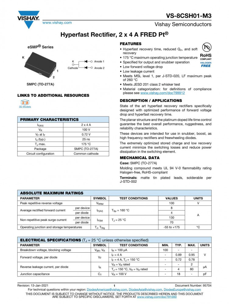 VS-8CSH01-M3/8 datasheet page 1