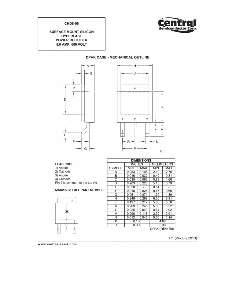 CHD8-06 DPAK package drawing