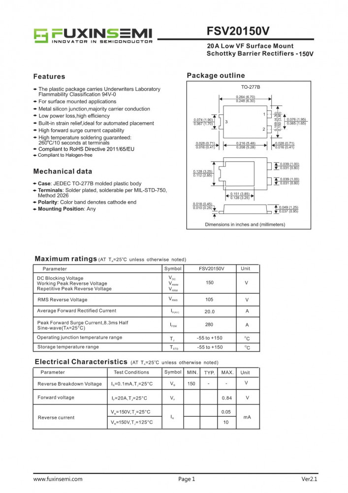 FSV20150V datasheet page 1