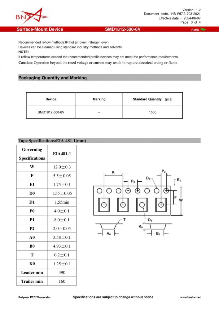BNstar SMD1812-500-6V datasheet page 3