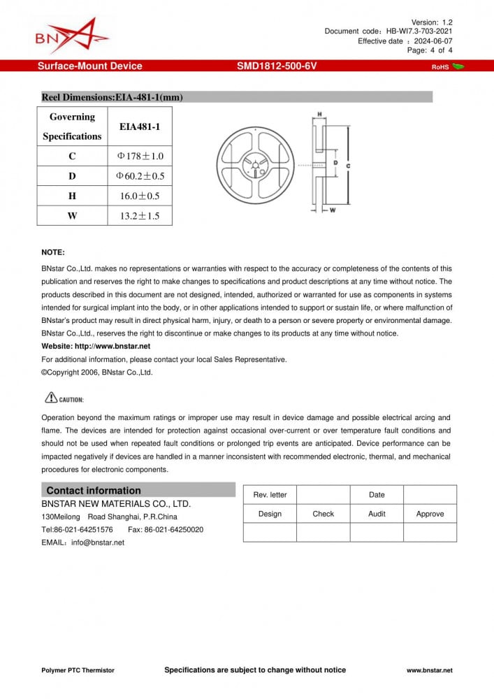 BNstar SMD1812-500-6V datasheet page 4