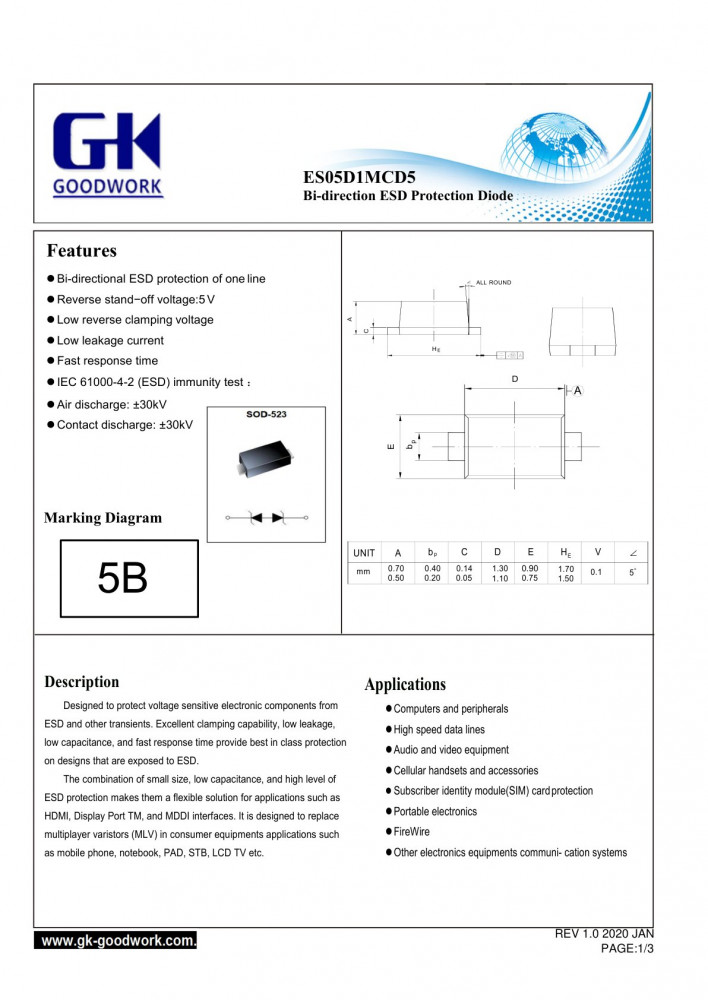 ES05D1MCD5 datasheet page 1