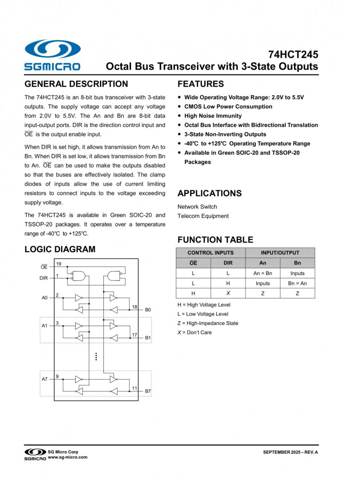 74HCT245 datasheet page 1