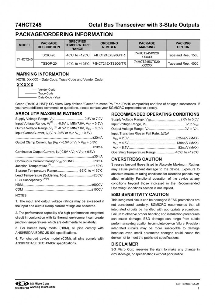 74HCT245 datasheet page 2