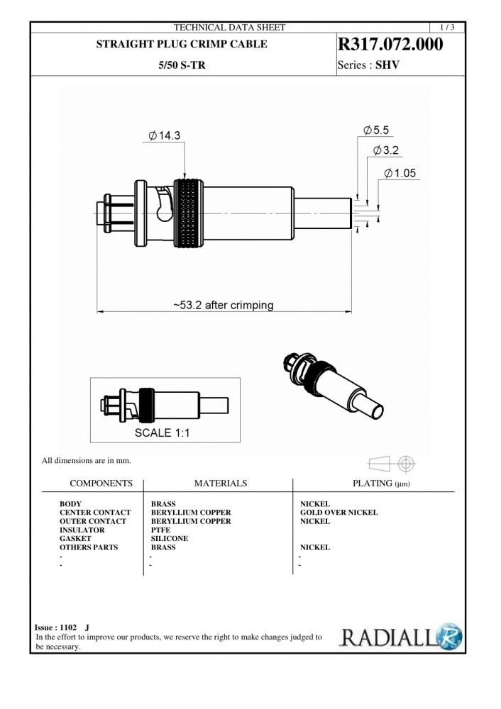 Radiall R317072000 technical document page 1