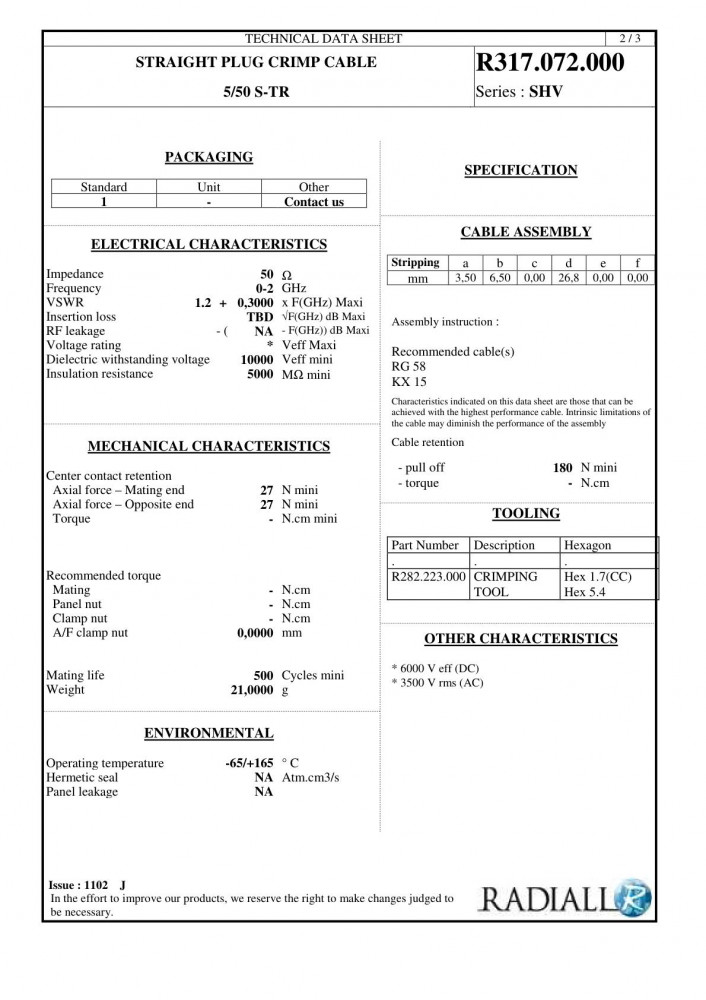 Radiall R317072000 technical document page 2