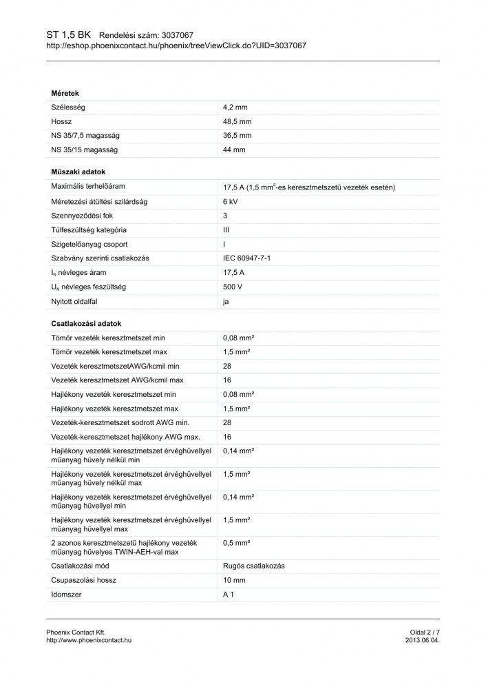 ST 1,5 BK technical document page 2