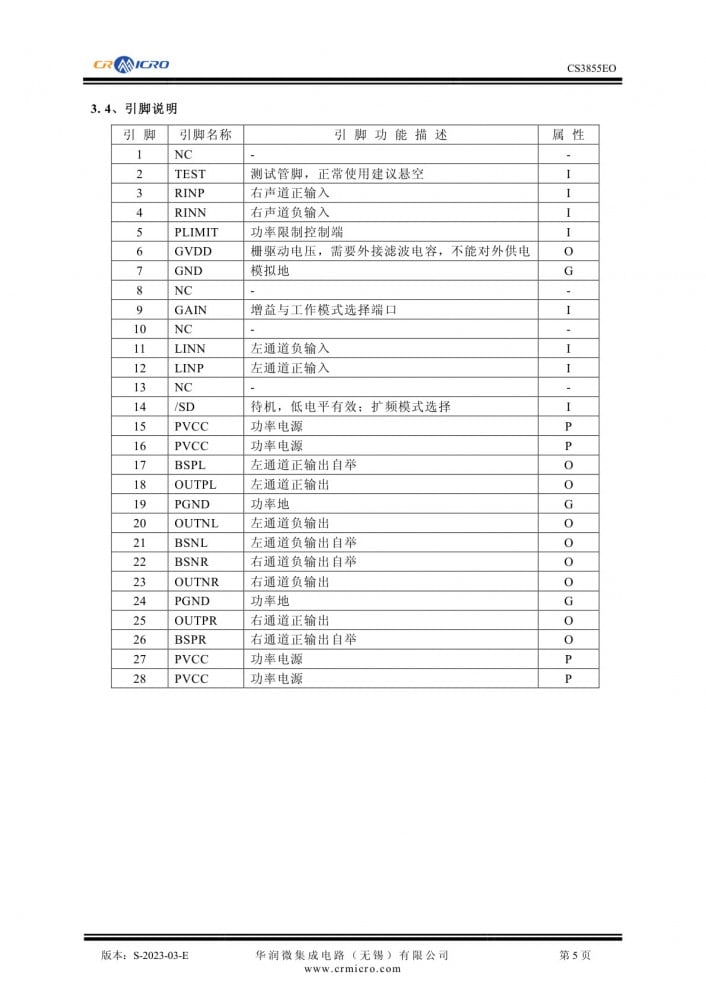 CS3855EO datasheet page 5
