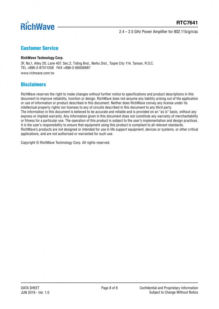 RTC7641 datasheet page 8