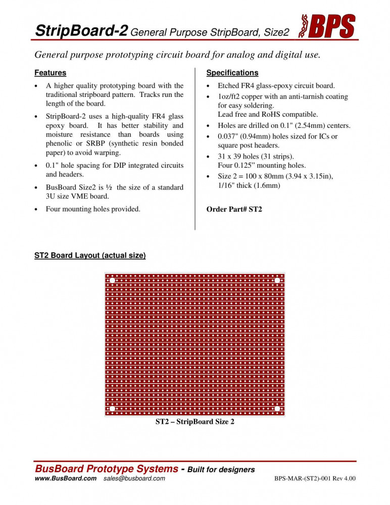 ST2 StripBoard Size 2 technical document image 1
