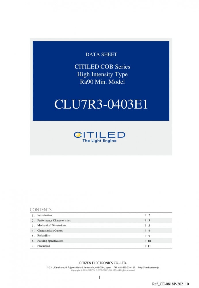 CITILED COB datasheet page 1
