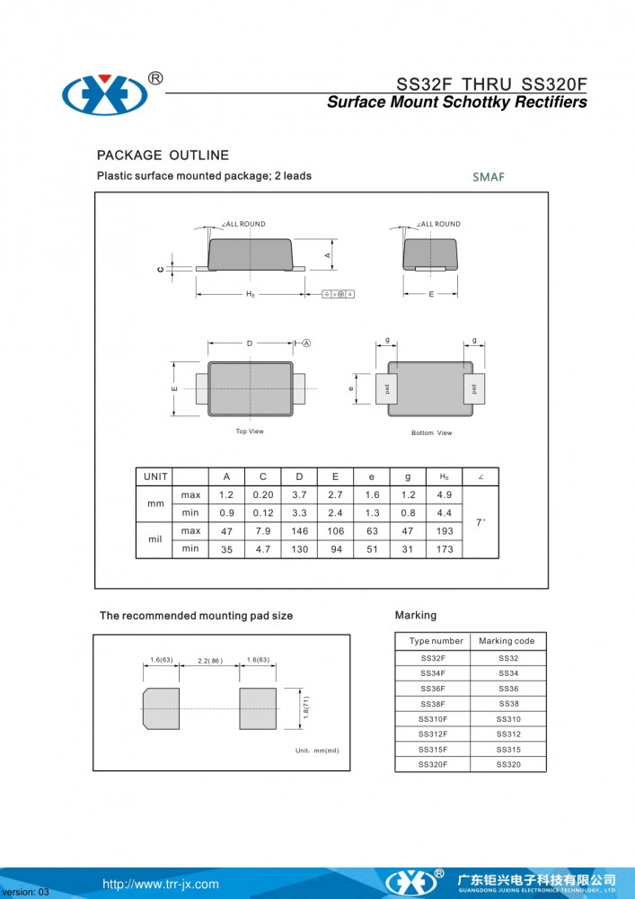 JUXING SS34F datasheet page 3