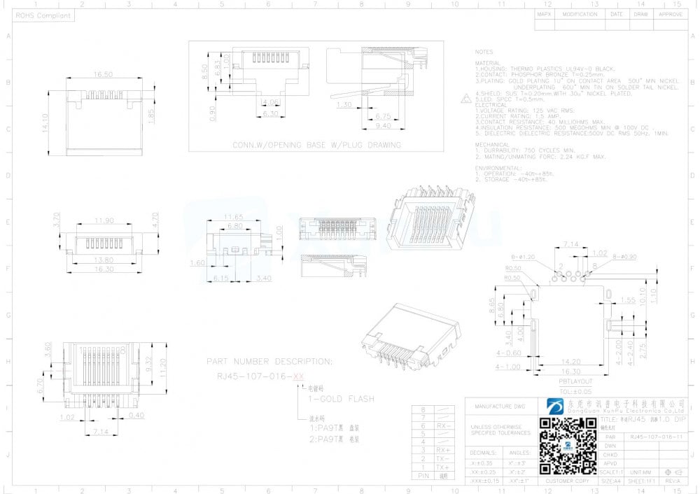 RJ45-107-016-11 technical reference page