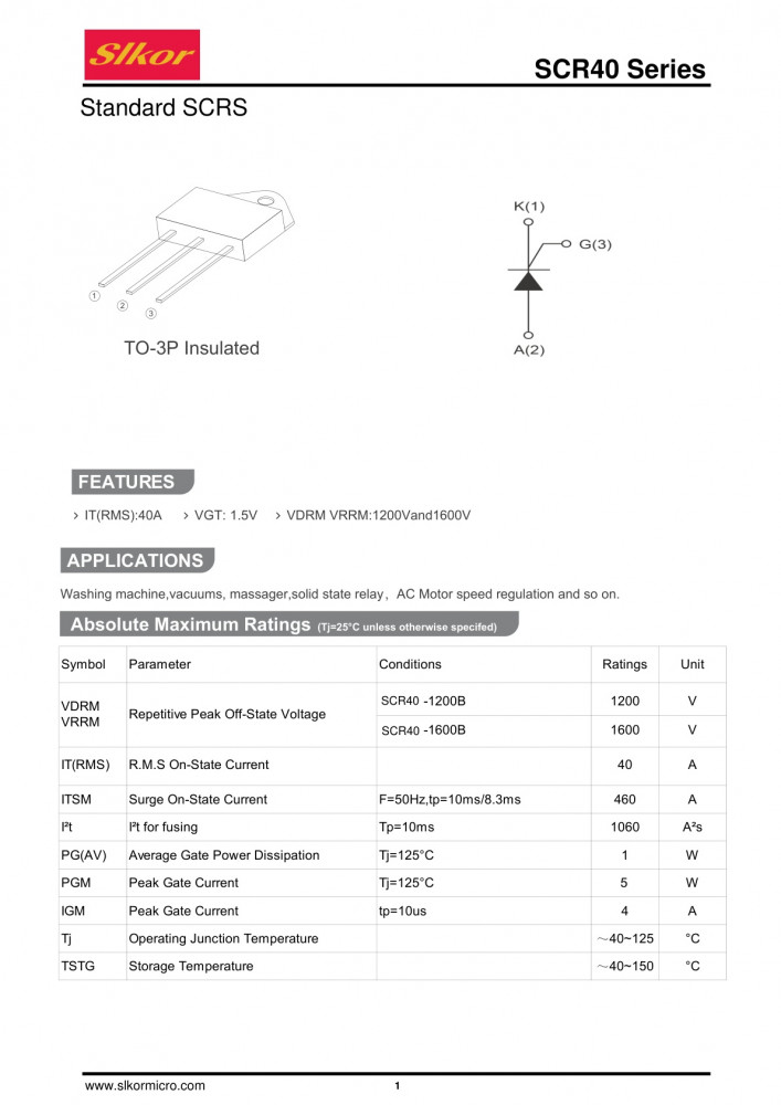 SCR40-1200B datasheet page 1