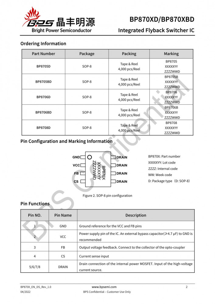 BP8708D technical document page 2